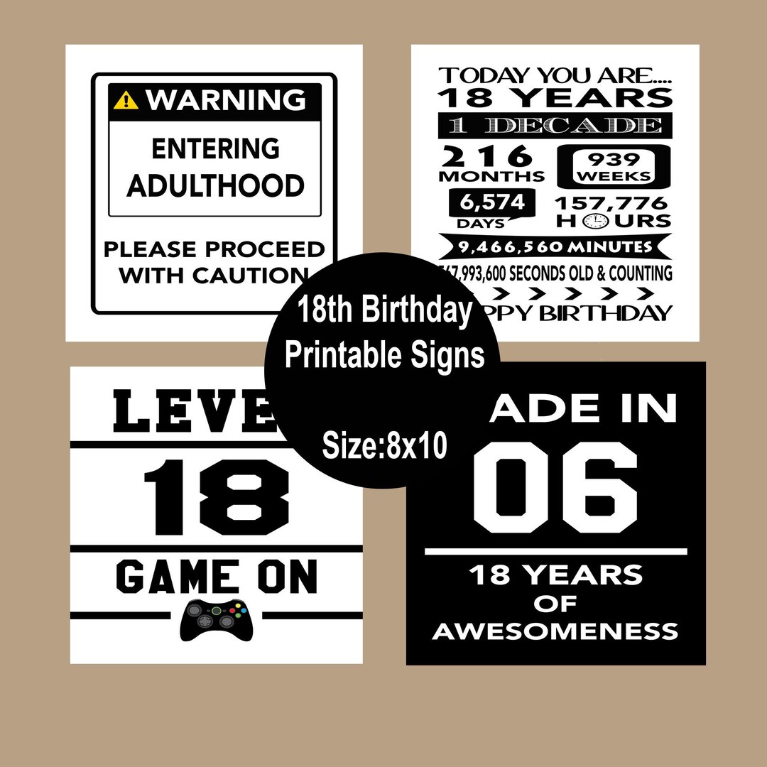 18th Birthday Signs, 18 Birthday Party Decorations, 18th Birthday ...