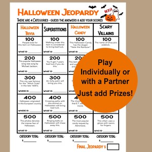 Halloween Jeopardy Game, Halloween Trivia Game, Seniors Halloween Game ...