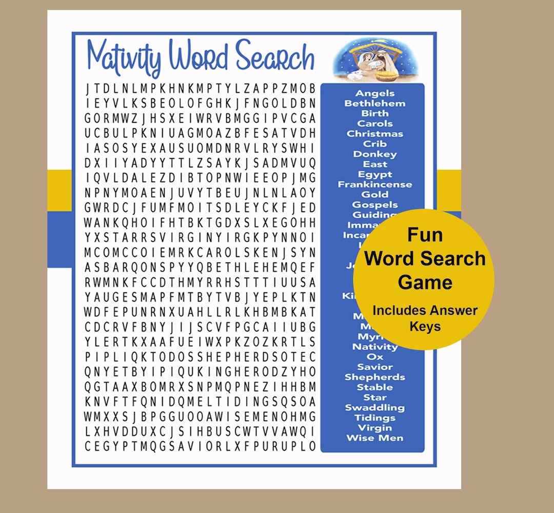The Nativity Word Search, the Christmas Story Word Search, Sunday ...