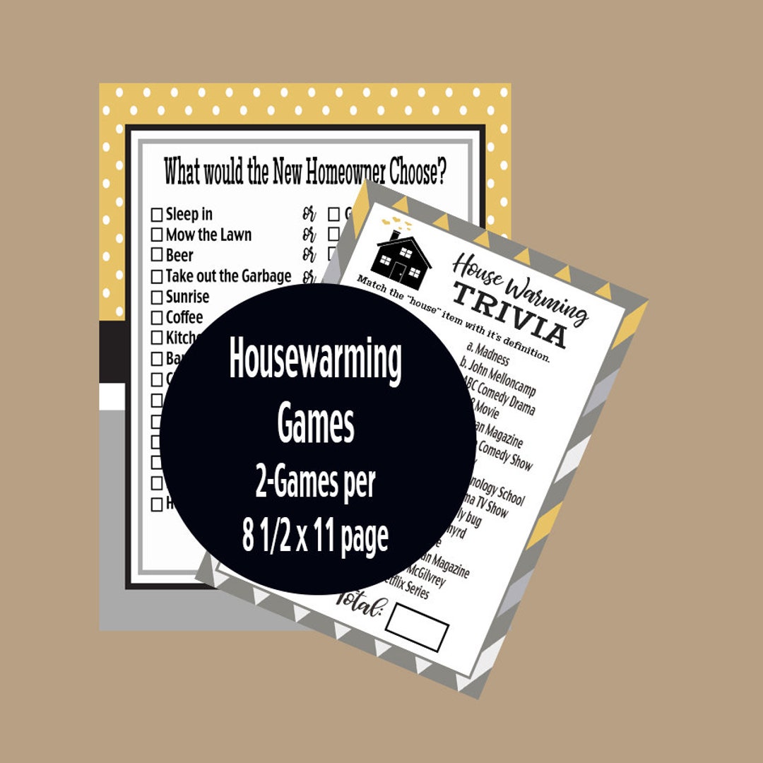 New Home Trivia Games, Housewarming Party Games, Housewarming Gift ...