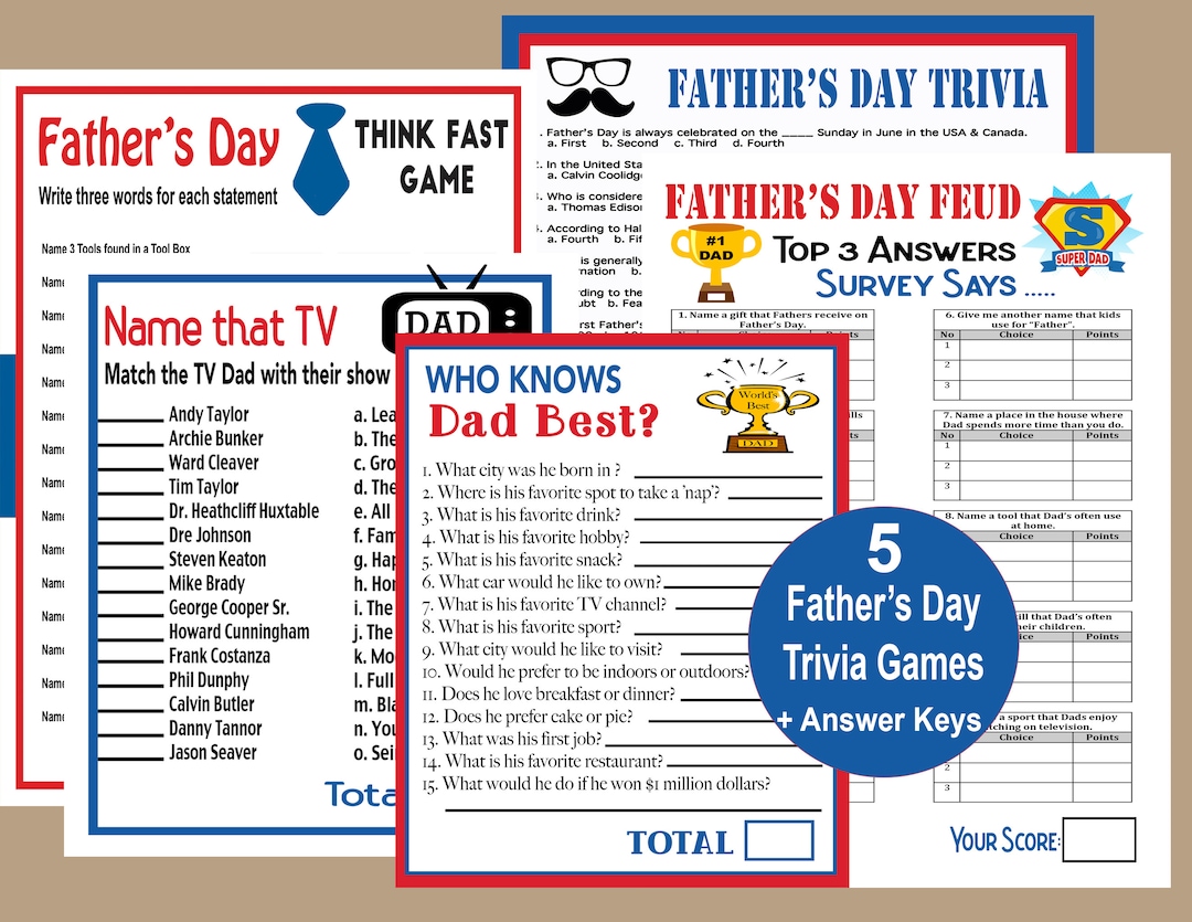 Father's Day Game, Father's Day Trivia Game, Father's Day Feud Game ...