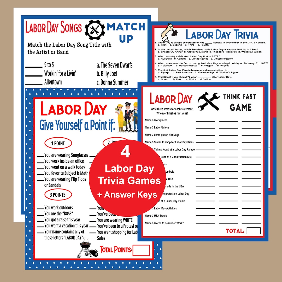 Labor Day Games, Labor Day Trivia, Labor Day Facts Quiz, Family BBQ ...