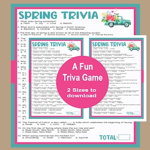 Spring Trivia Game, Printable Spring Game, Fun Spring Games, Spring ...
