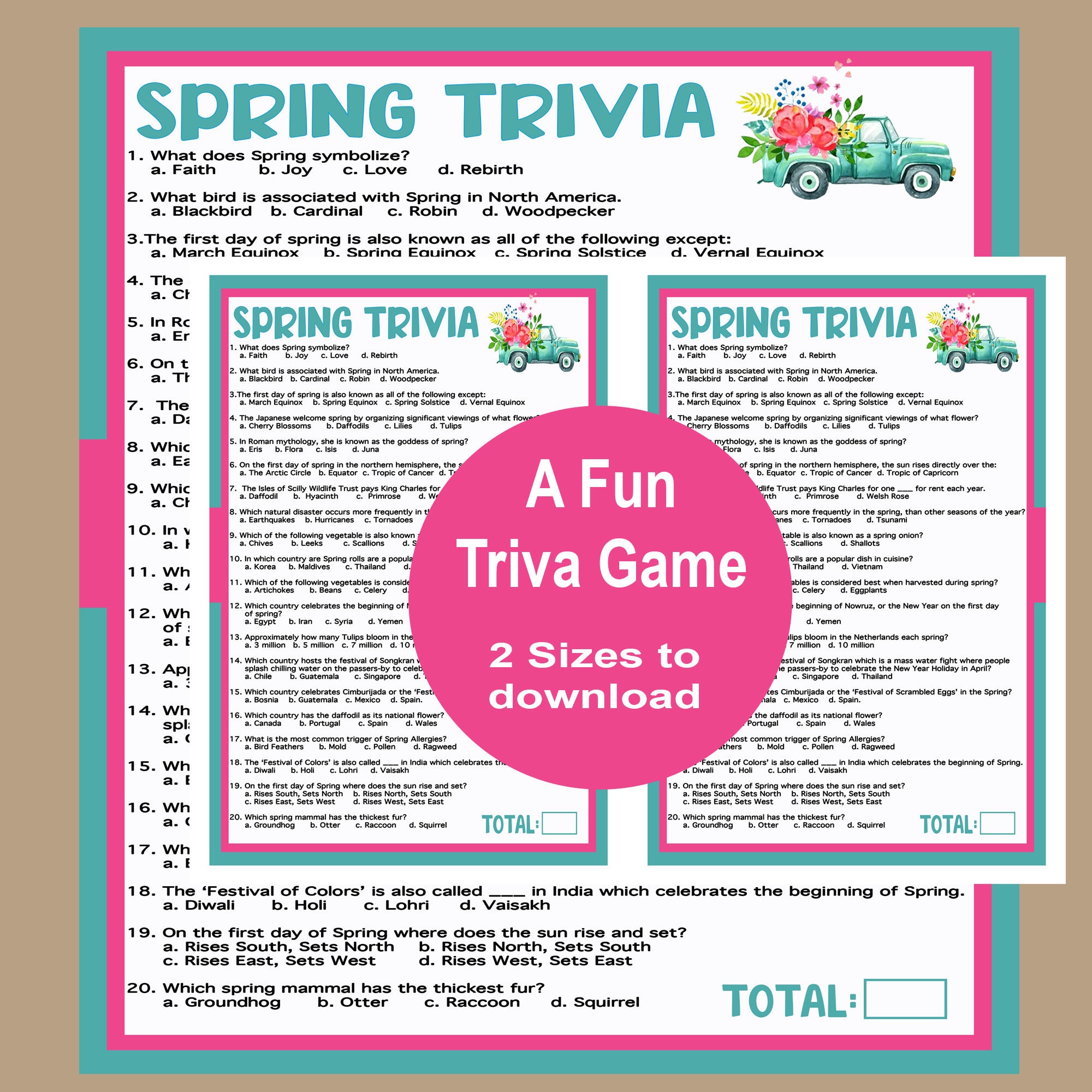 Spring Trivia Game Printable Spring Game Fun Spring Games - Etsy Canada