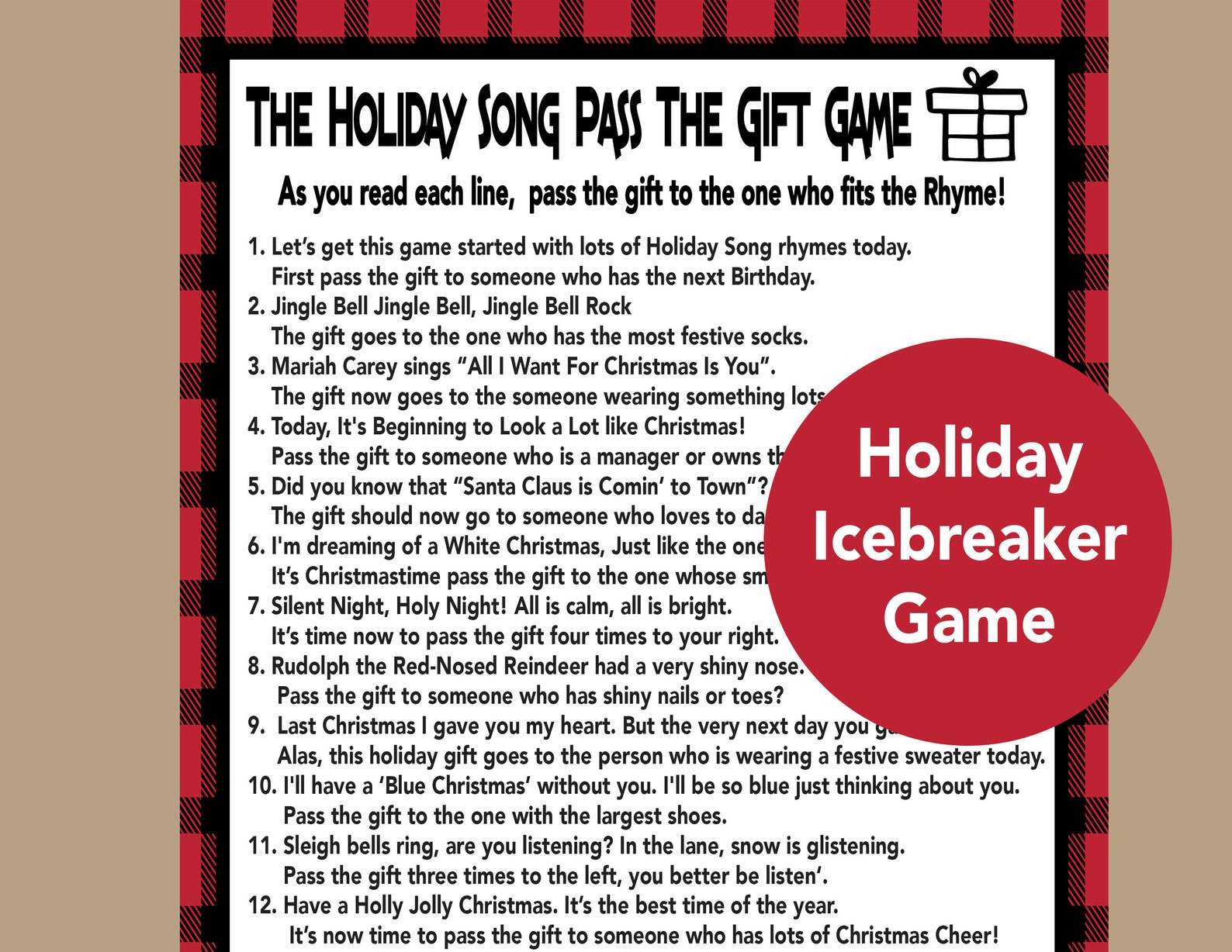 Pass the Present Game Christmas Pass the Gift Game Pass the - Etsy