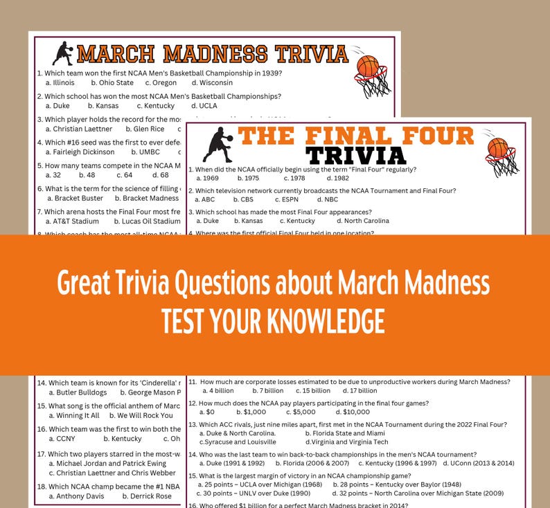 March Madness Trivia, Final Four Trivia, Basketball Trivia, NCAA ...