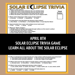 Solar Eclipse Trivia Game, Eclipse 2024, Eclipse Party Game for Teens ...