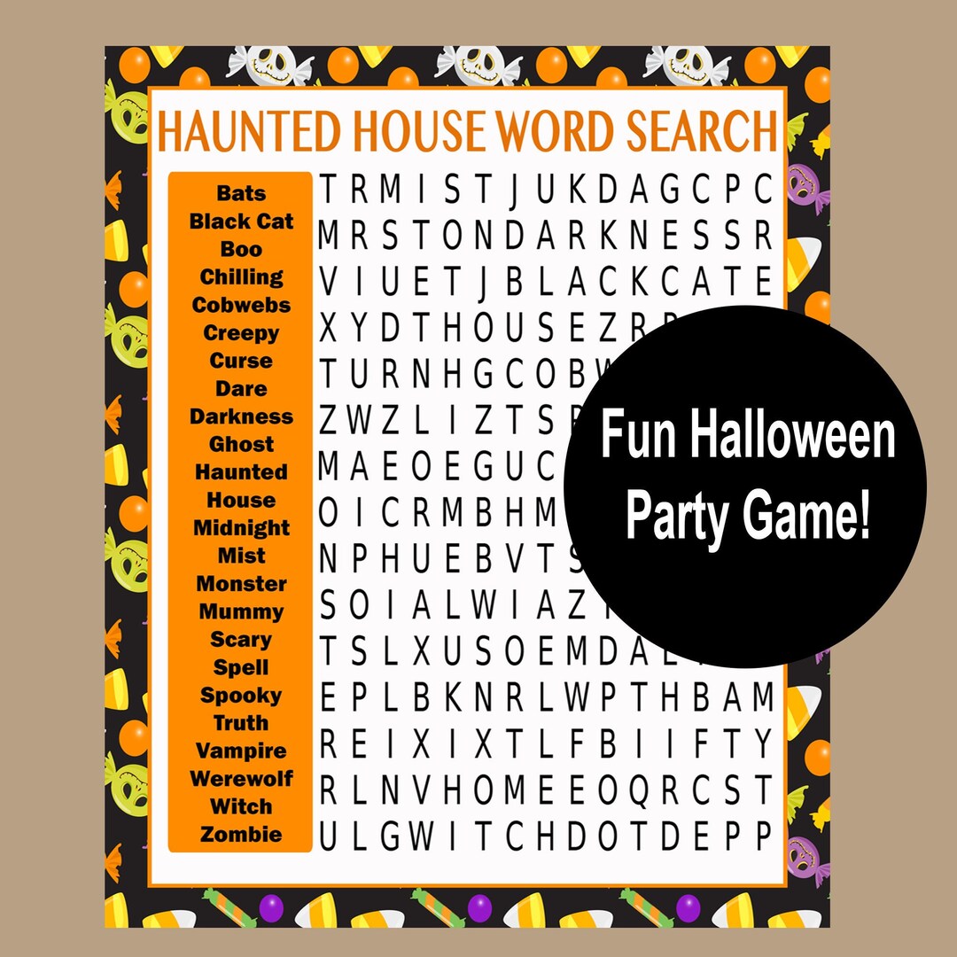 Halloween Word Search, Halloween School Game, Halloween Party Activity ...