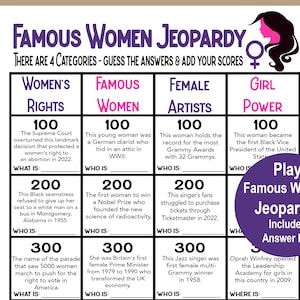 International Women's Day Jeopardy, International Women's Day Trivia ...