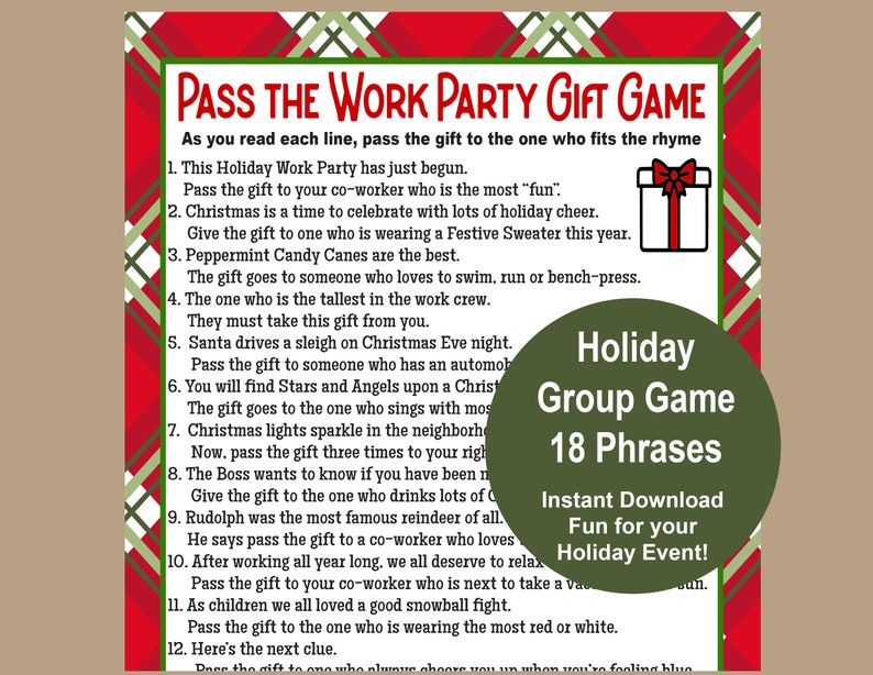 Pass the Gift Game Work Office Party, Fun Group Office Party Game, Pass ...