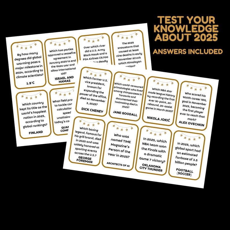 2025 New Years Trivia Game, New Years Eve Trivia Game, Printable New ...