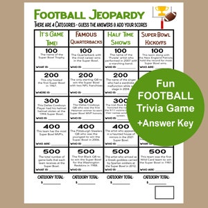 Football Jeopardy, the Big Game Jeopardy, Philadelphia Trivia Game ...