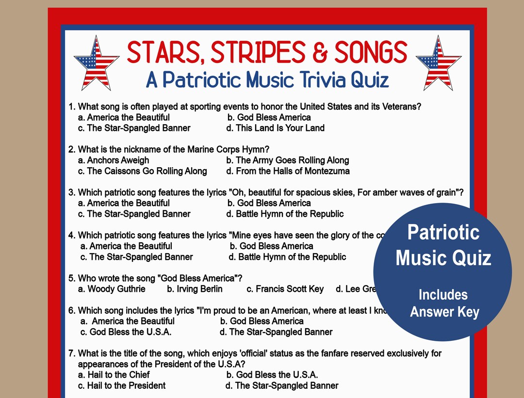 4th of July Trivia Games, Memorial Day Music Trivia, Independence Day ...