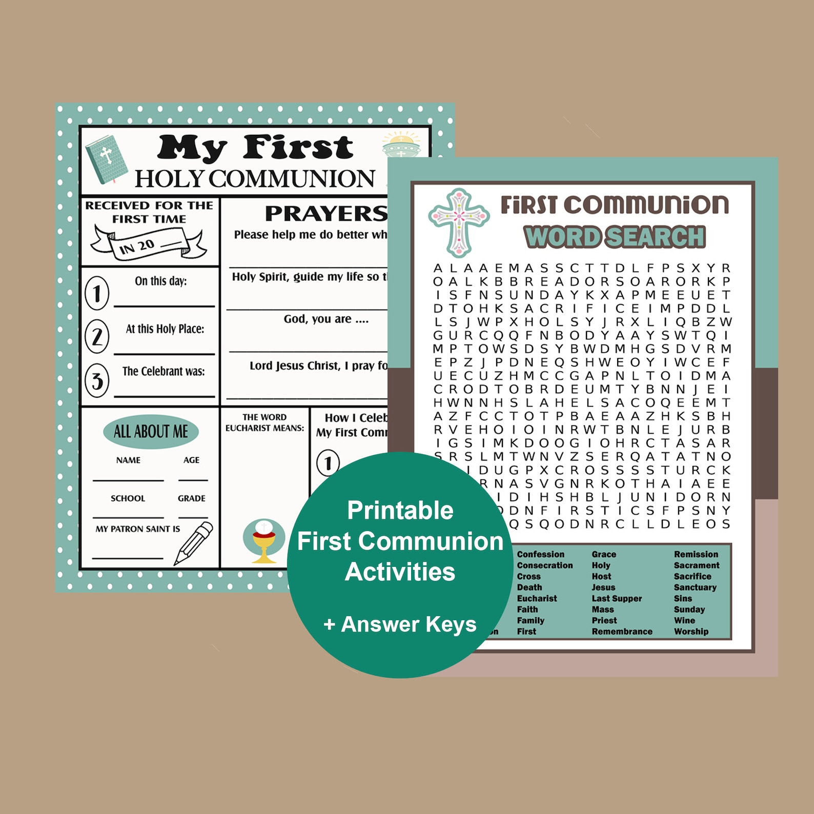 First Communion Games, First Holy Communion Activities, Word Search, I ...