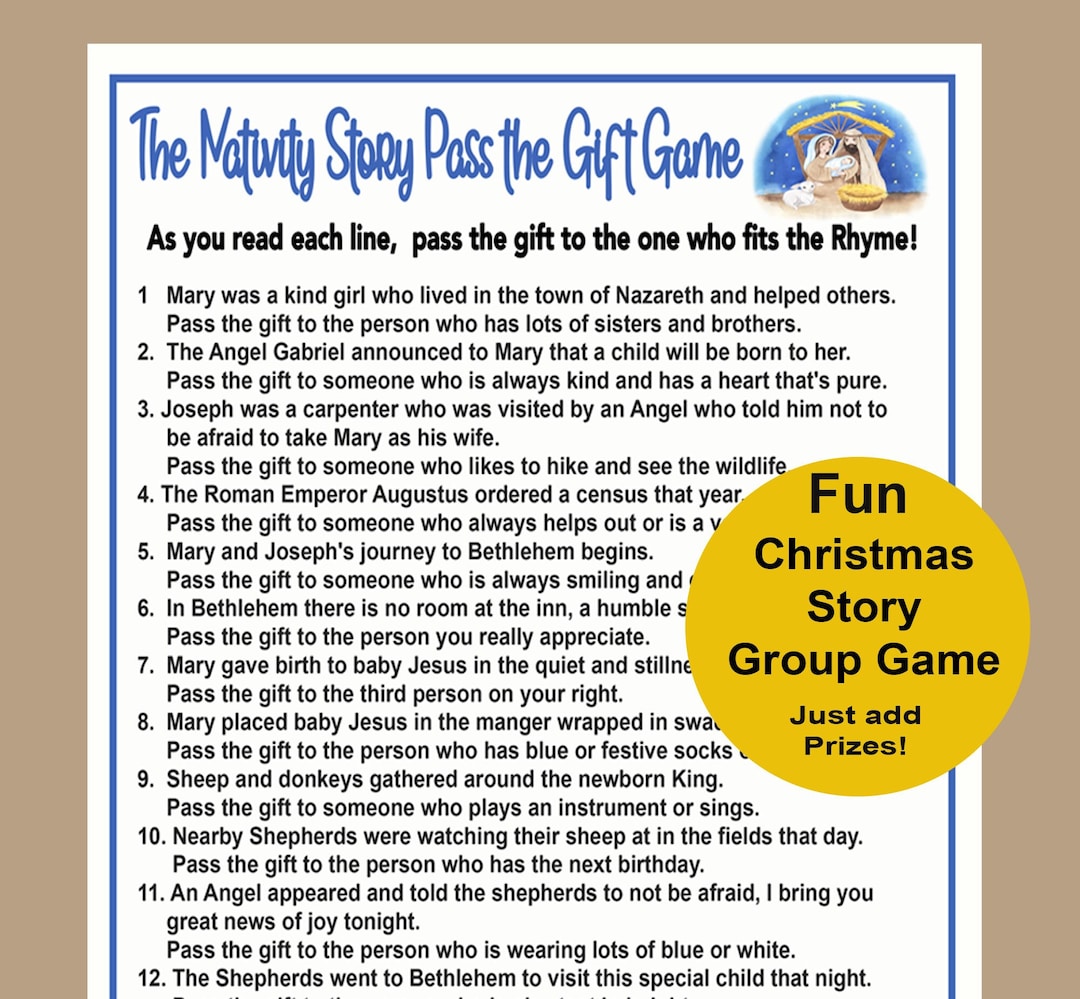 Nativity Pass the Gift Game, Nativity Game, Christmas Story Game ...