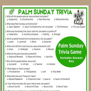 Palm Sunday Trivia Game, Printable Christian Easter Activity, Palm ...