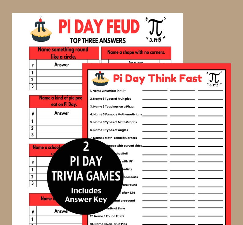 Pi Day Family Feud Game, Printable Pi Day Game for Kids and Adults ...