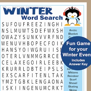 Winter Word Search, Winter School Game, Winter Party Activity, Winter ...