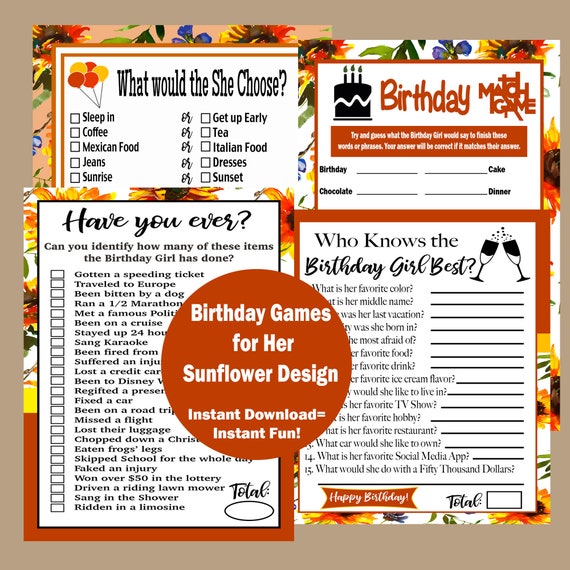 Adult Birthday Party Games Games for Her Who Knows The | Etsy