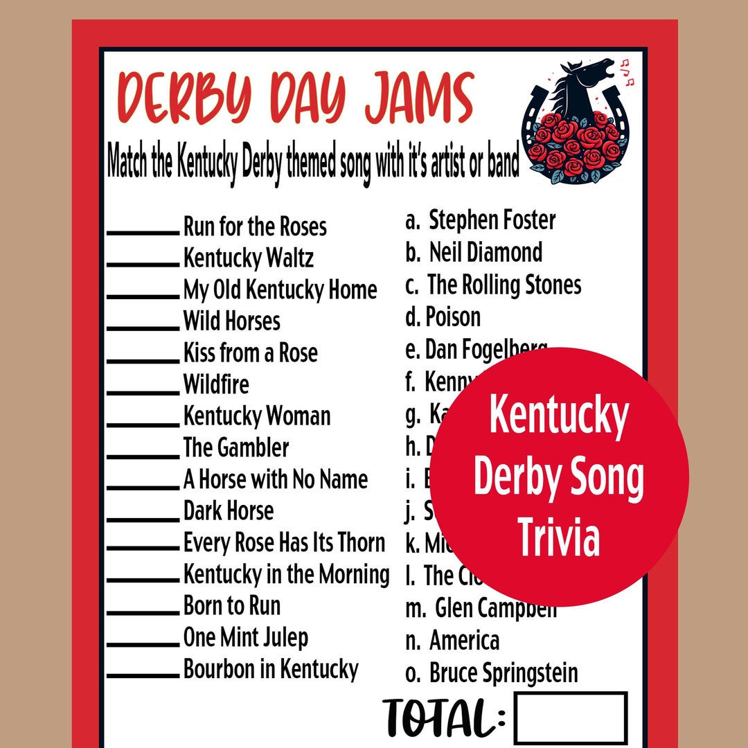 Kentucky Derby Game, Derby Songs Trivia Seniors Game for Kentucky Derby ...