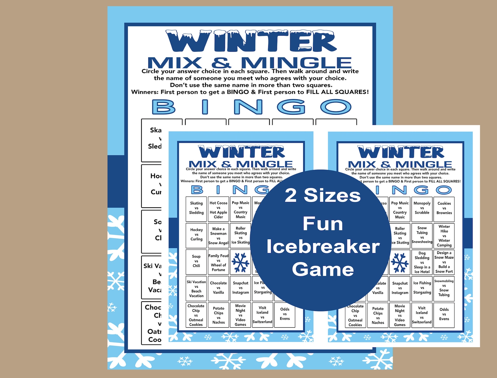 Winter Icebreaker Bingo Mix and Mingle Icebreaker Large - Etsy