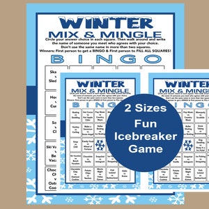 Winter Icebreaker Bingo, Mix and Mingle Icebreaker, Large Group Game ...