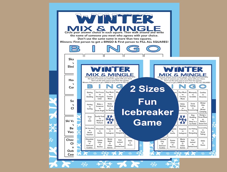 Winter Icebreaker Bingo Mix and Mingle Icebreaker Large - Etsy
