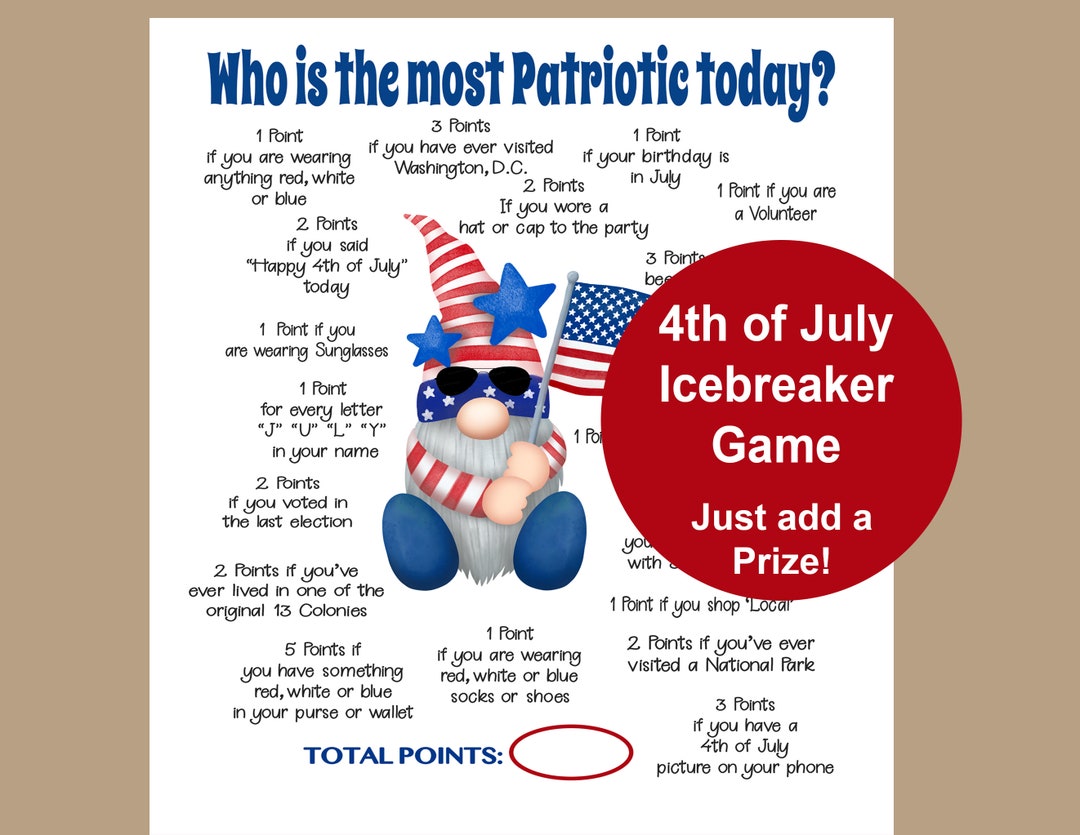 4th of July Mix and Mingle Game Printable, July 4th Icebreaker Game ...