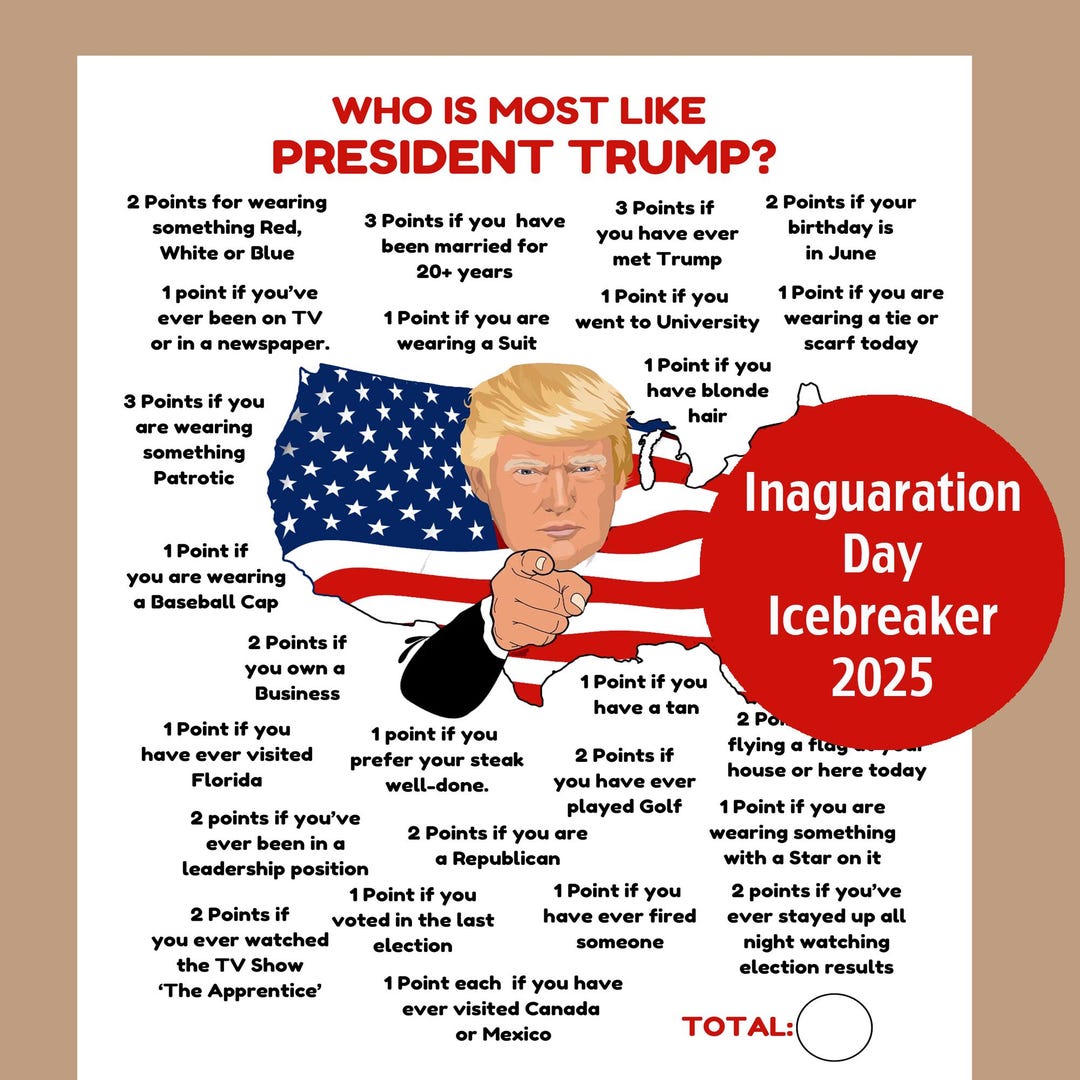 Inauguration Day 2025 Game, Inauguration Day Icebreaker, Fun Trump Day ...