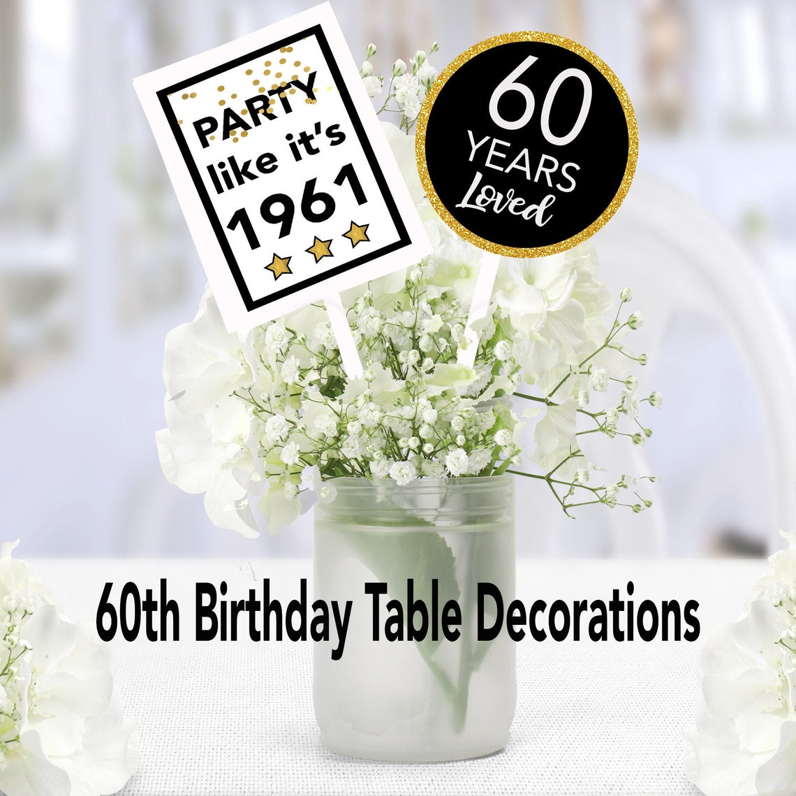 60th Birthday Table Decorations 60 Birthday Party Decor 1961 | Etsy