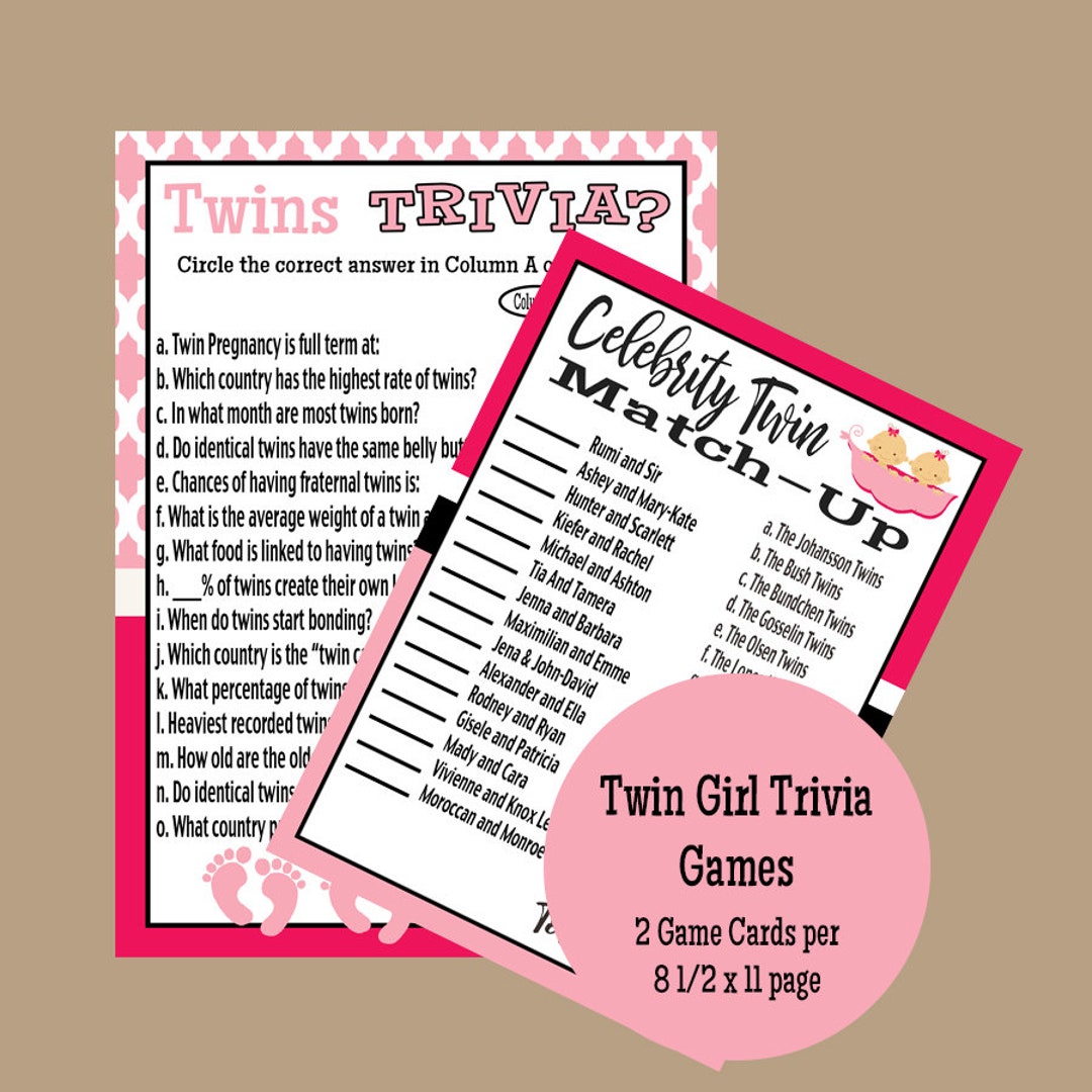 Twins Baby Shower Games, Twin Girls Games, Trivia Games, Winter Baby ...