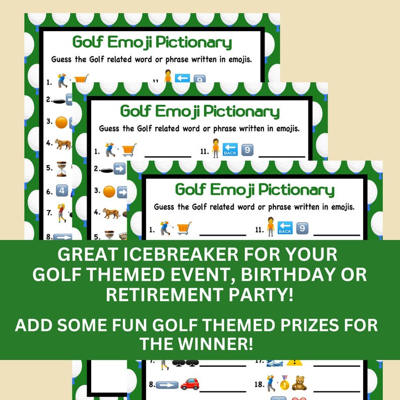 Golf Emojis Game, Golf Trivia Game, Golf Tournaments Icebreakers, Golf ...