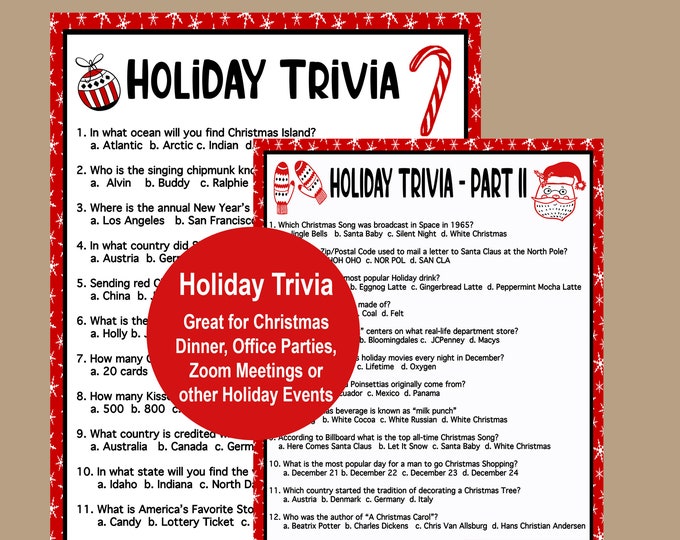 Christmas Trivia Games, Fun Christmas Printable Game, Office Party Game ...