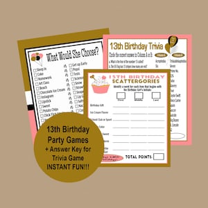 13th Birthday Games, Birthday Scattegories, Teen Birthday Game, What ...