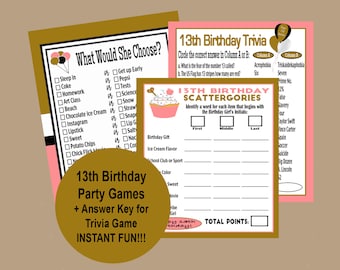 13th Birthday Games - Etsy