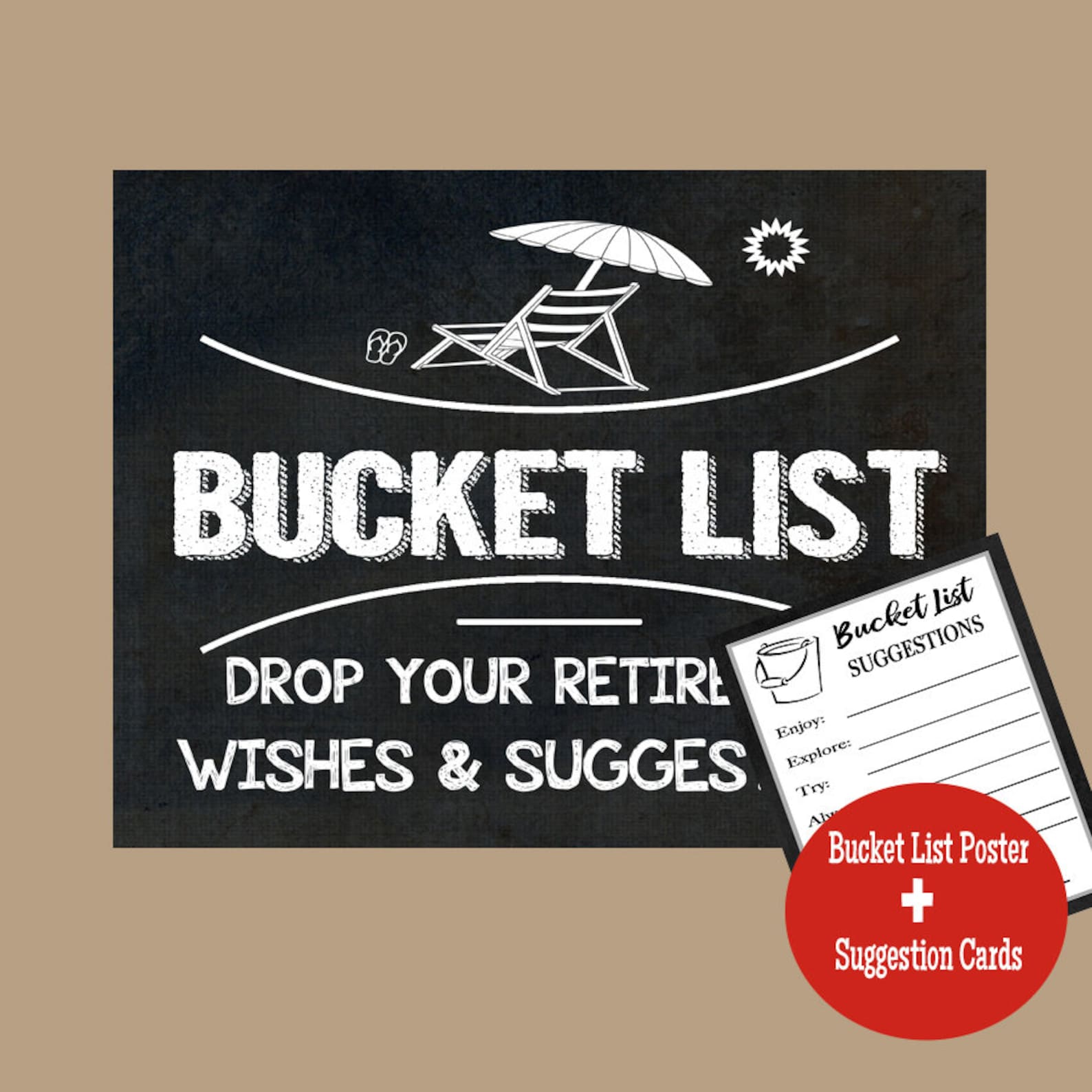 Bucket List Suggestions Sign, Retirement, Chalkboard Style Printable ...