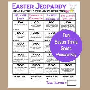 Easter Trivia Game, Easter Jeopardy, Easter Seniors Game, Easter School ...
