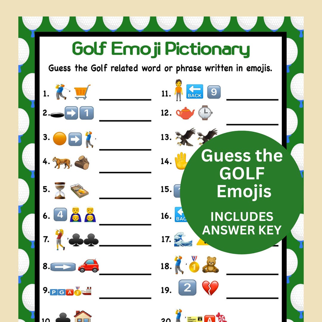 Jeu d'emojis de golf, Jeu-questionnaire sur le golf, Brise-glace de ...