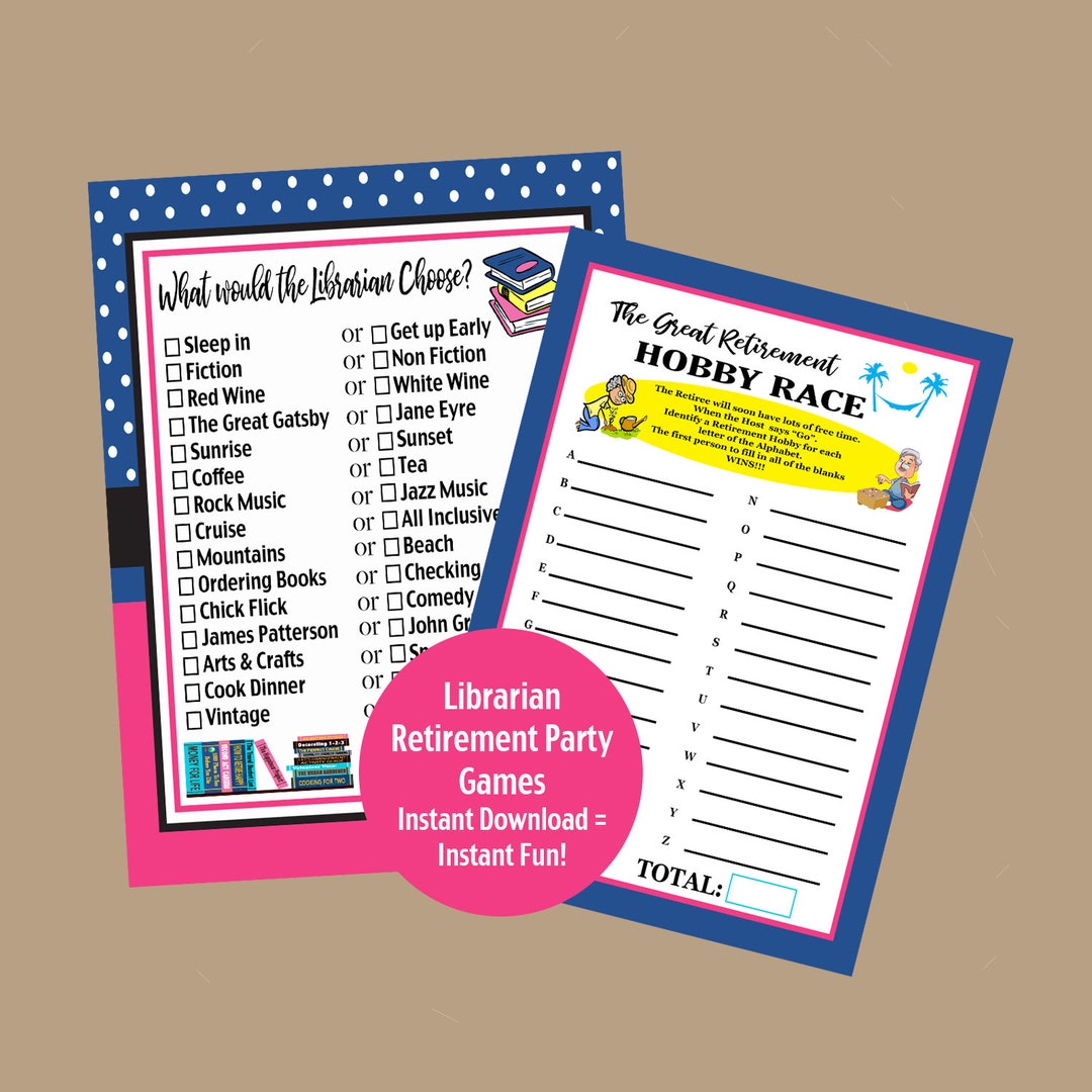 Librarian Retirement Trivia Games, Librarian Retirement Party, School ...