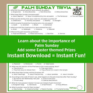 Palm Sunday Trivia Game, Printable Christian Easter Activity, Palm ...