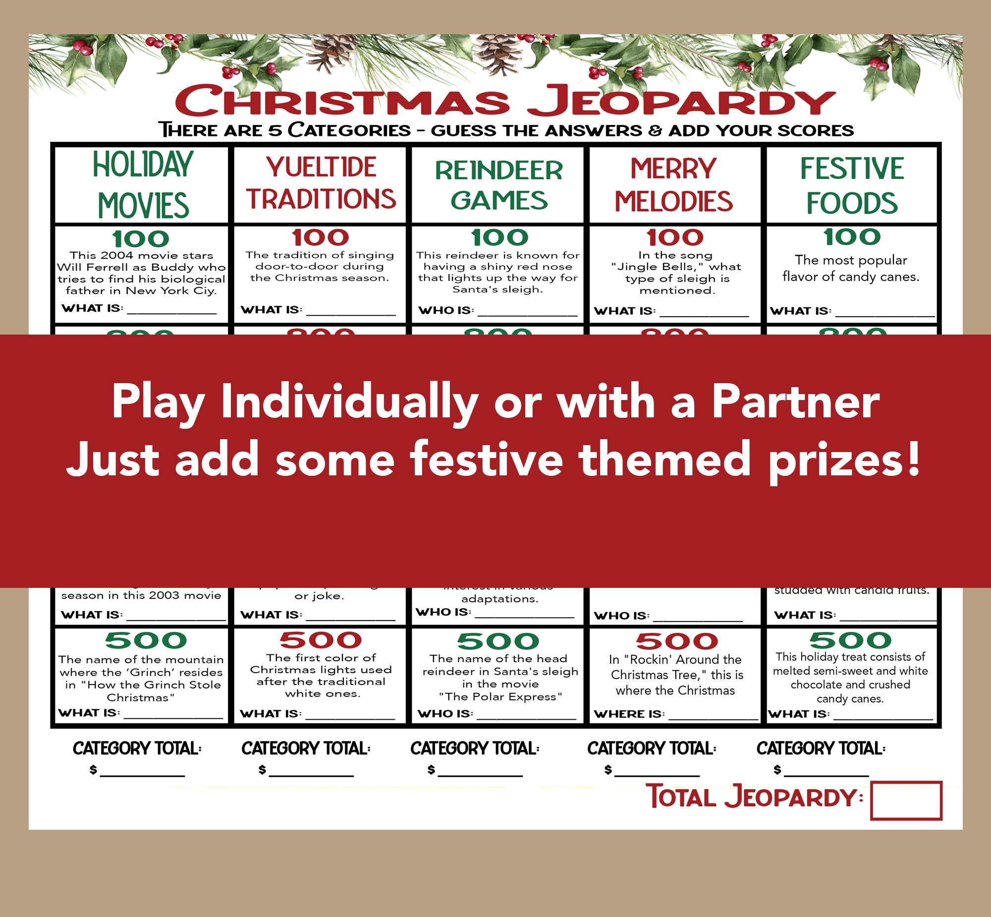 Christmas Jeopardy, Christmas Trivia Game, Christmas Seniors Game ...