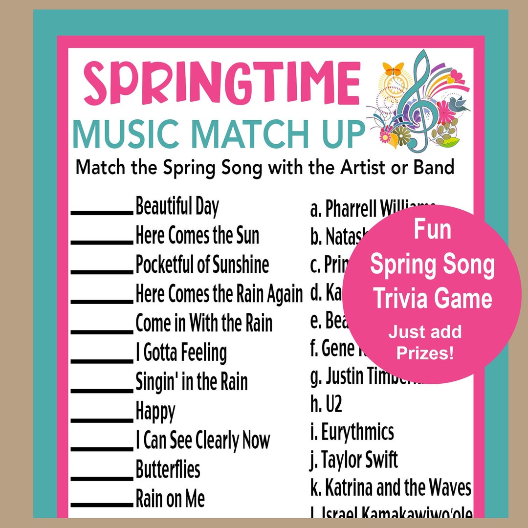 Spring Music Trivia, Spring School Trivia Game, Fun Spring Songs Game ...