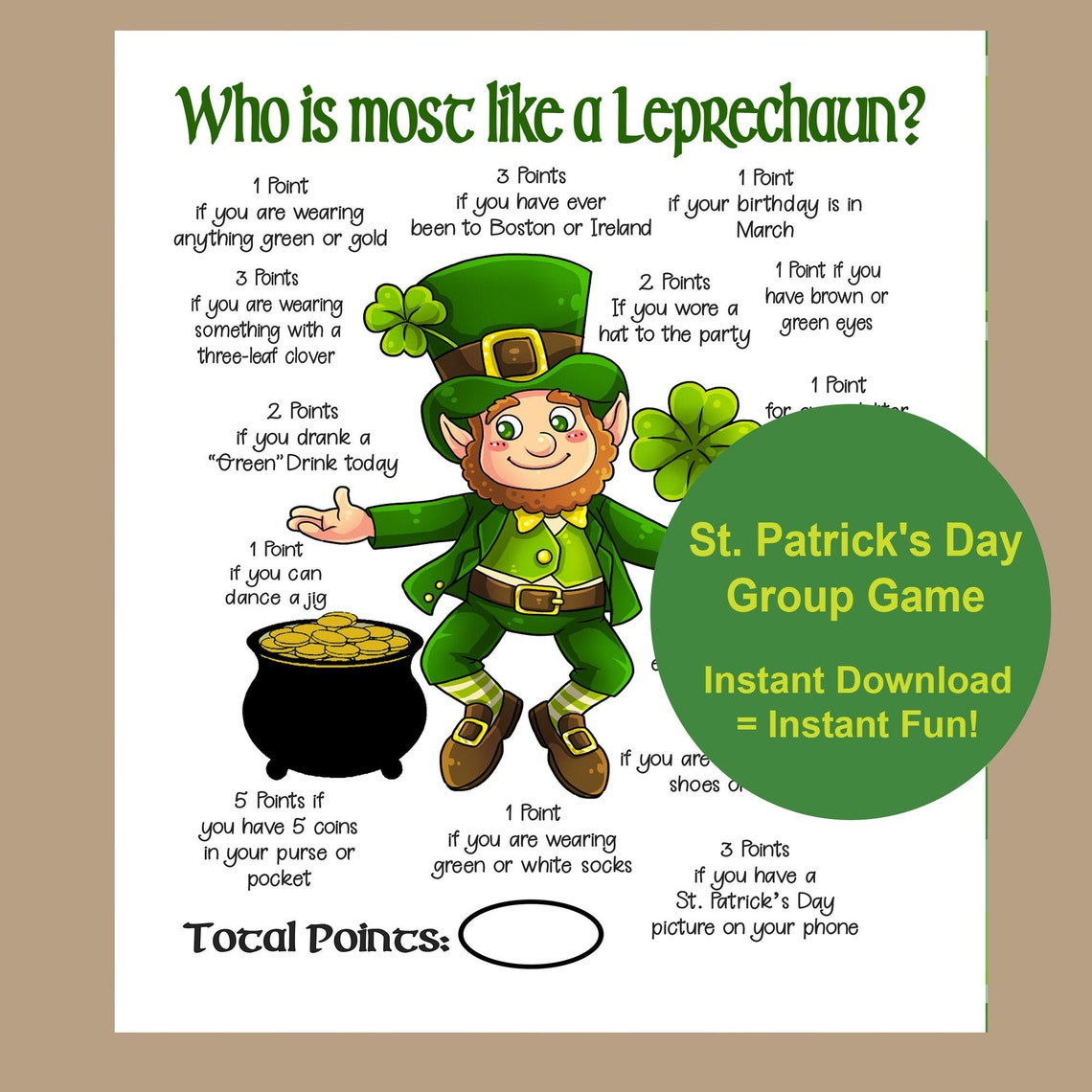 St Patricks Day Games St Patricks Day Activity Teen St - Etsy