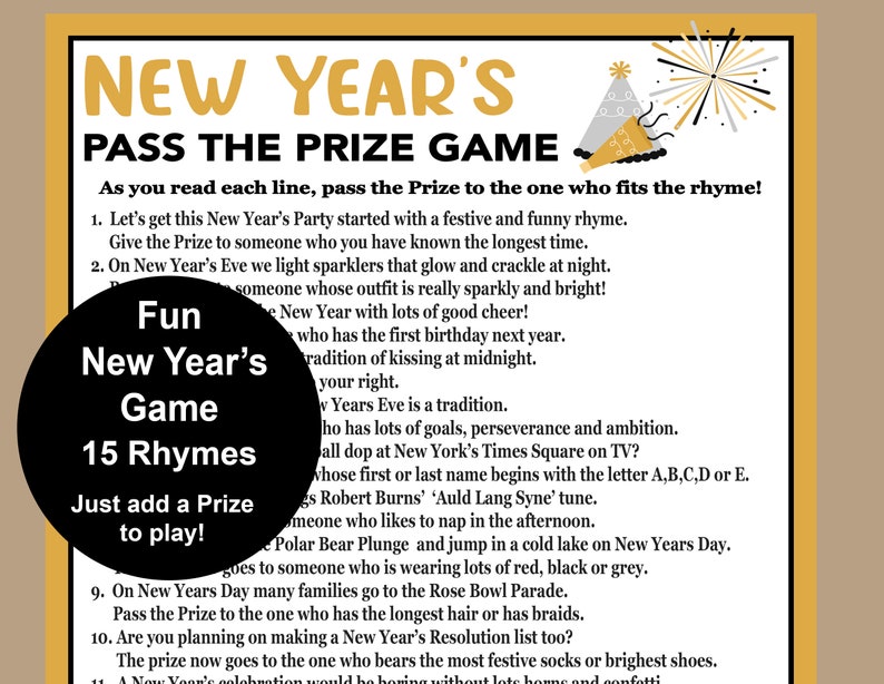 New Years Pass the Gift Game New Years Trivia Game New Years - Etsy
