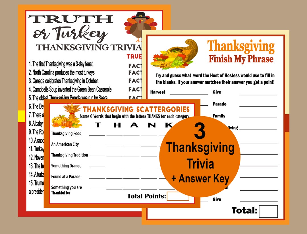 Thanksgiving Games, Thanksgiving Trivia, Teen Thanksgiving Games ...