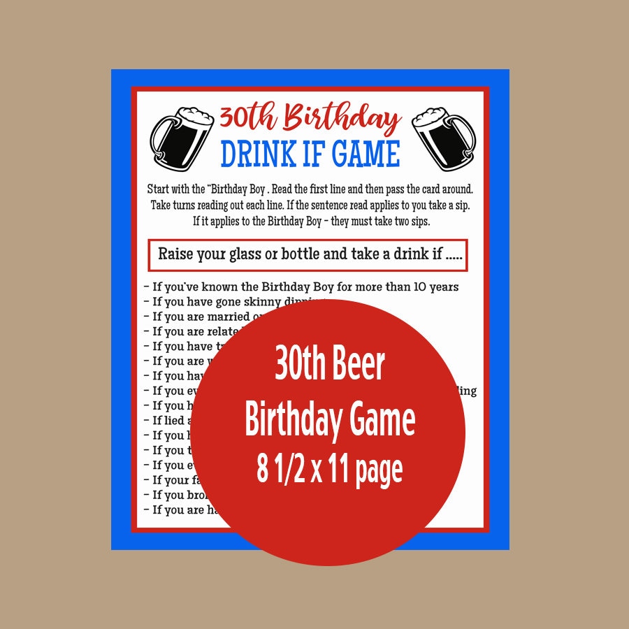 Beer Drinking Game 30th Birthday Beer Game 30th Birthday | Etsy