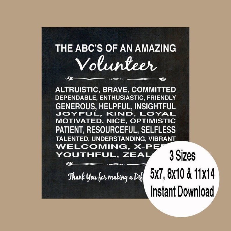 Volunteer Gift PTA Gift Volunteer Printable Volunteer - Etsy