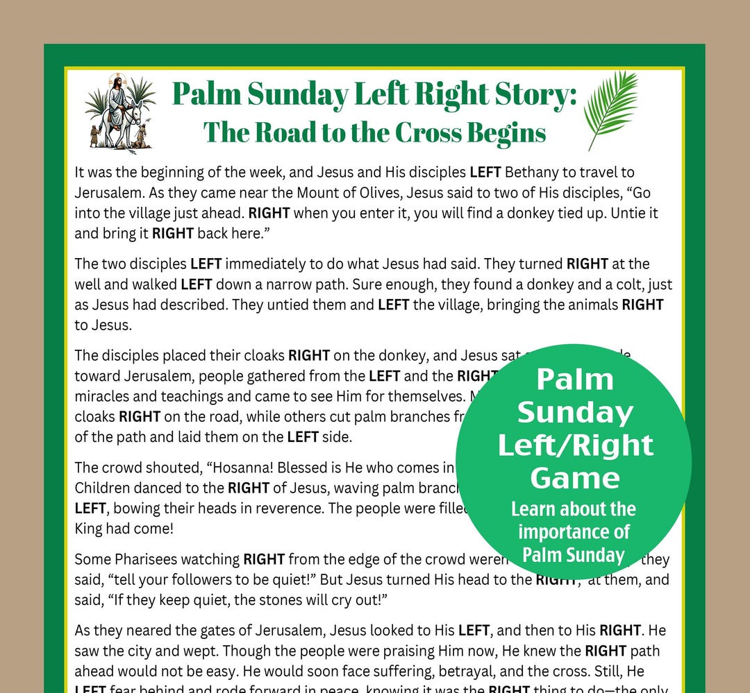 Palm Sunday Left Right Game ,for Kids, Youth Groups, Church Groups ...