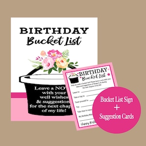 Bucket List Birthday Suggestions, Birthday Bucket List Poster, Birthday ...