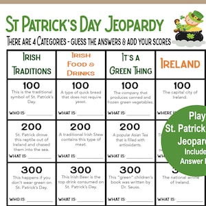 St Patricks Day Jeopardy, St Patricks Day Game. Patricks Day Trivia ...